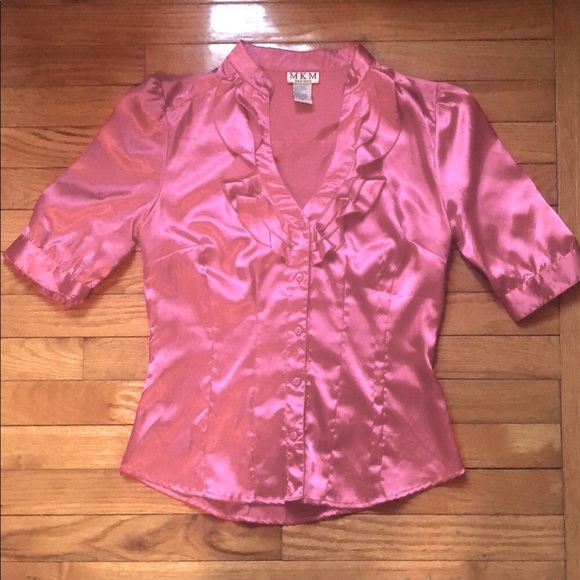 MKM Designs | Tops | Mkm Designs Hot Pink Dart Fitted Body Blouse ...